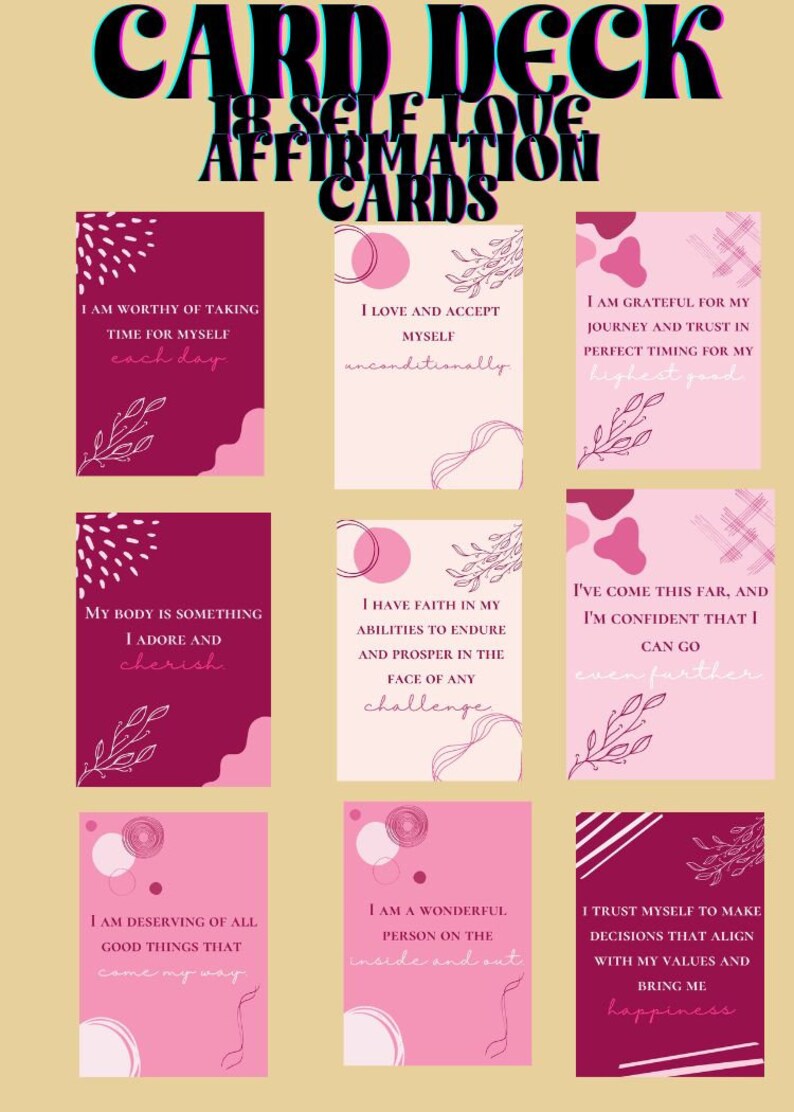 Self Care Workbook and Card Deck Printable Workbook Printable - Etsy