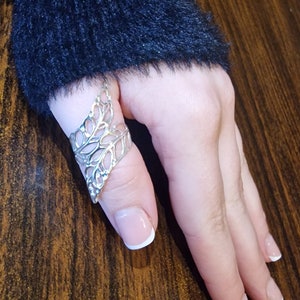 Silver Leaf Wrap Ring Sterling Silver 925 Gift for Her Statement Ring Handmade Silver Ring Leaf ...