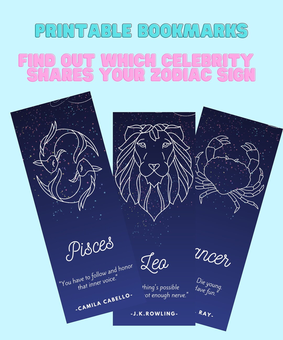 Printable Bookmarks Zodiac Bookmarks Book Lover Gift Astrology - Etsy