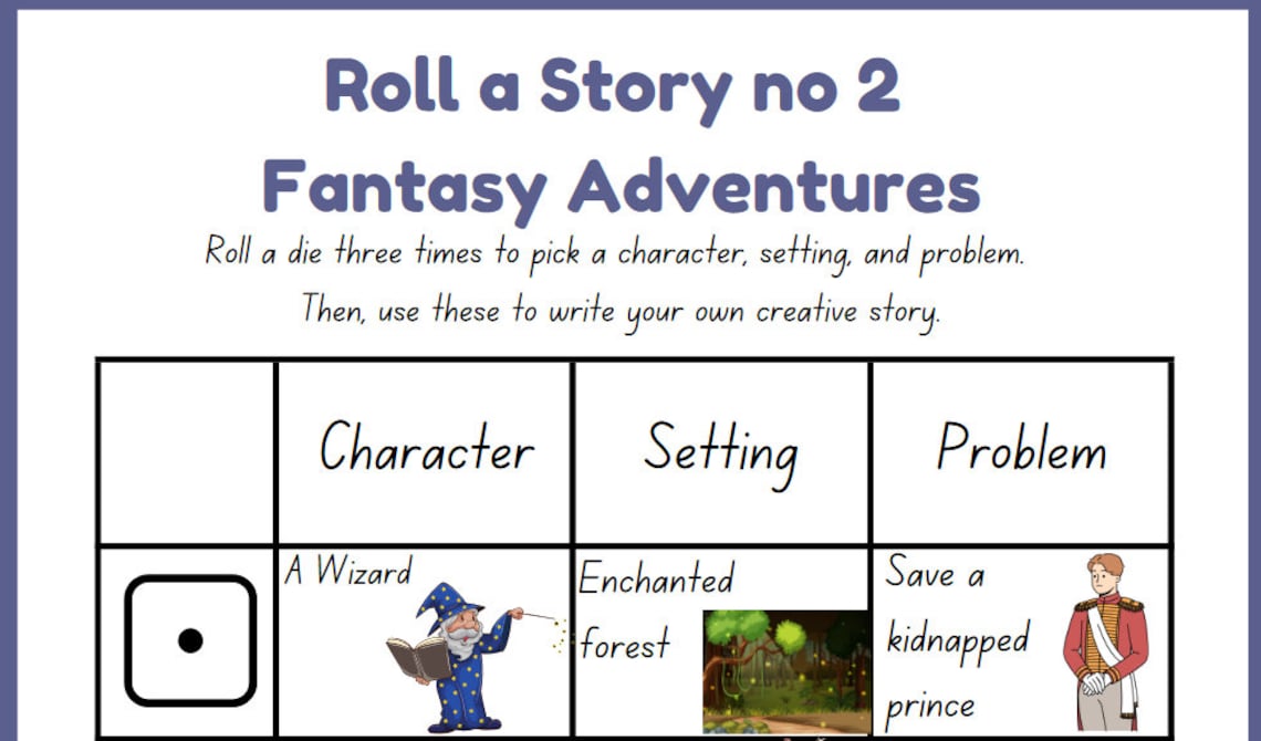 Creative Writing Worksheets: Roll a Story, Fantasy, Science Fiction ...