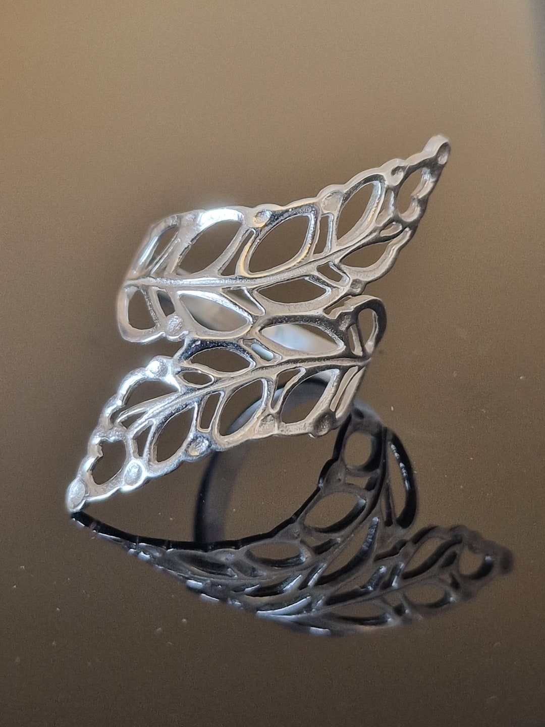 Silver Leaf Wrap Ring Sterling Silver 925 Gift for Her Statement Ring Handmade Silver Ring Leaf ...