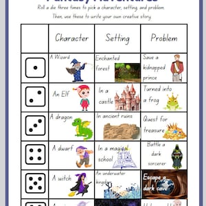 Creative Writing Worksheets: Roll a Story, Fantasy, Science Fiction ...