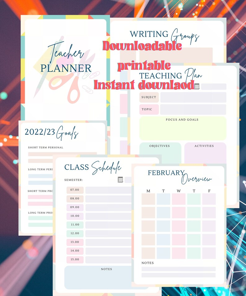 Teacher Planner Printable Planner Yearly Educational Planner - Etsy