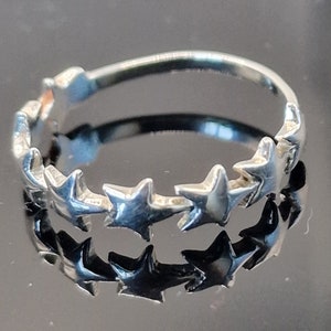Sterling Silver Star Rings, Rising Star Ring, Crescent Moon & Star Ring Adjustable, Gift for Her ...