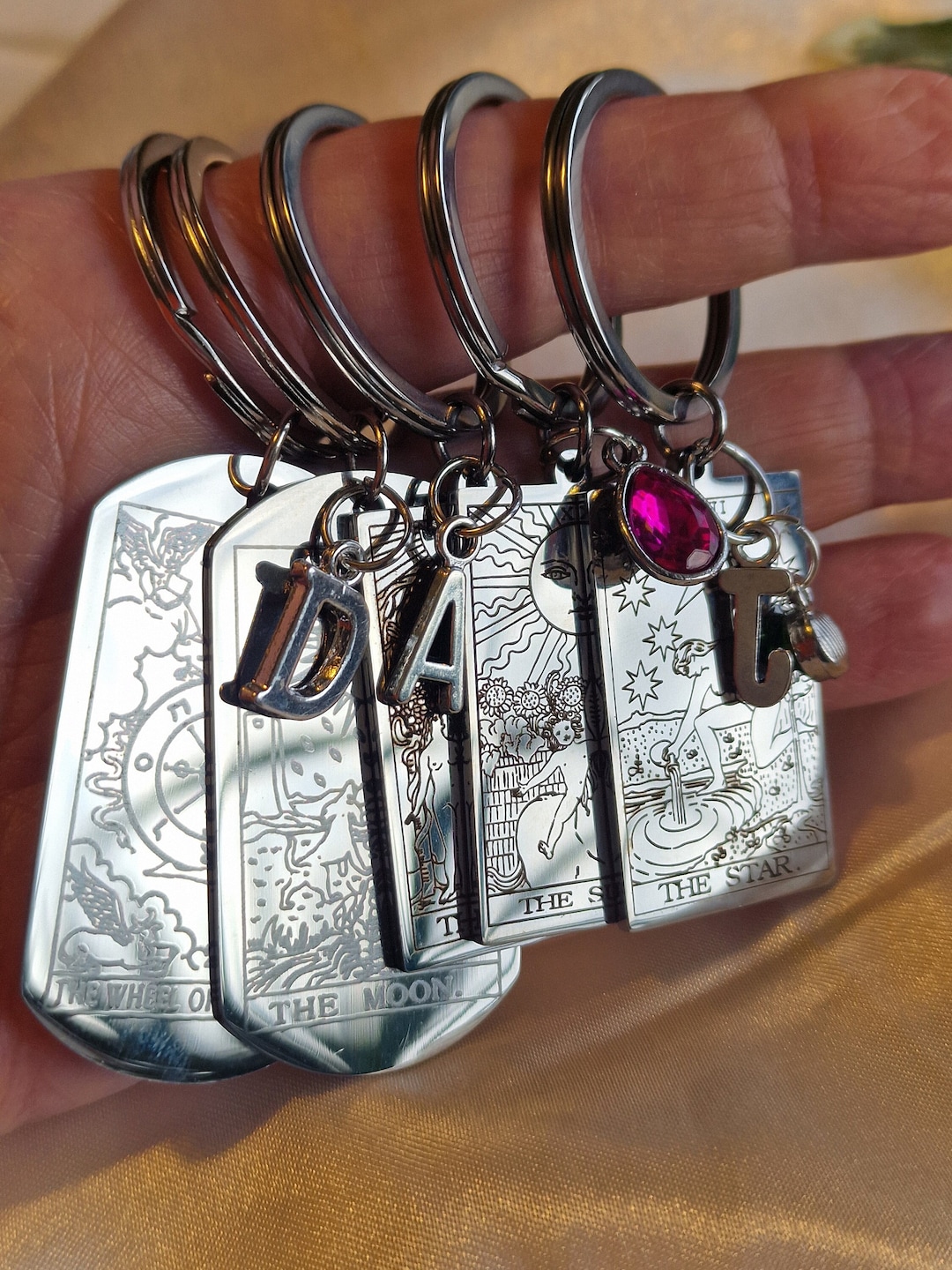 Personalised Tarot Card Key Chain Silver Tarot Card Key Ring Witchy ...