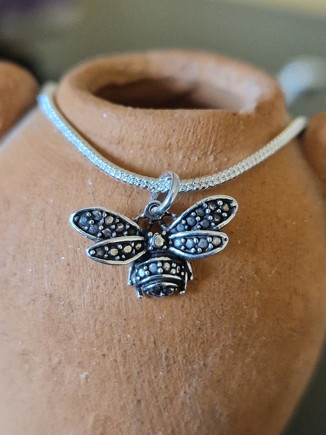 Bumble Bee Pendant, Sterling Silver, Bee Pendant, Handmade Pendant ...