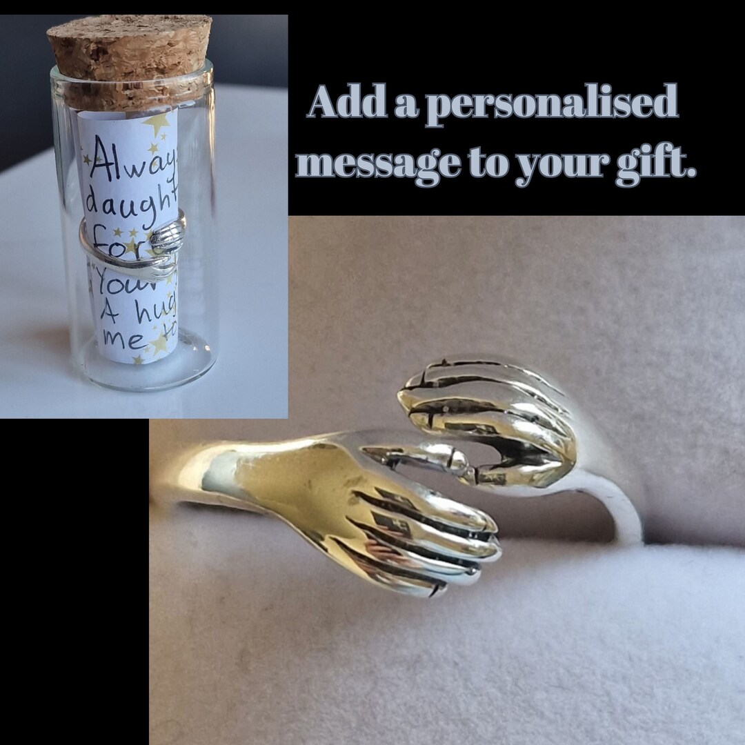 Sterling Silver Hug Ring Personalised Hugging Ring Love Ring Gift for ...