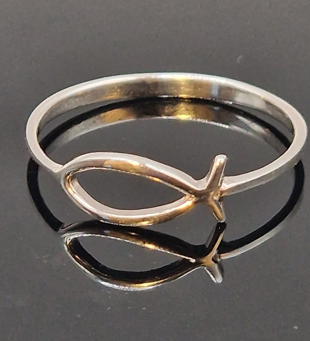 Silver Fish Ring Sterling Silver 925 Ichthys Ring Christian Fish Ring, Jesus Ring, Christian ...