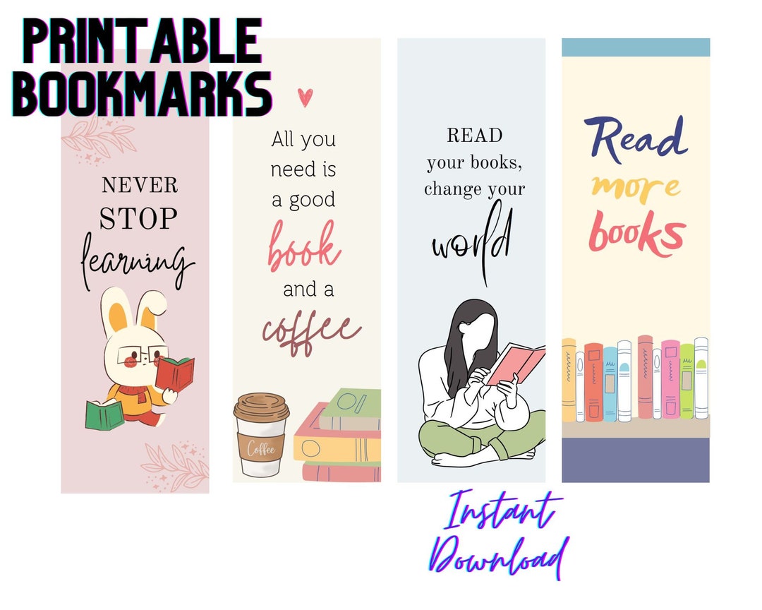 Printable Inspirational Bookmarks: Kids & Teacher Gifts (digital ...