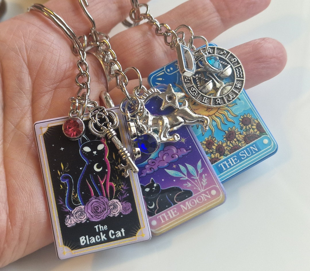 Personalised Zodiac Tarot Key Rings Lucky Bag Charms Gift for Her ...