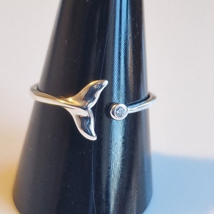 Silver Whale Tail Open Ring in Sterling Silver With Zerconia Adjustable ...
