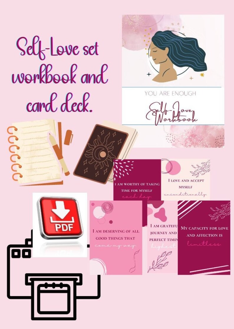 Self Care Workbook and Card Deck Printable Workbook Printable - Etsy
