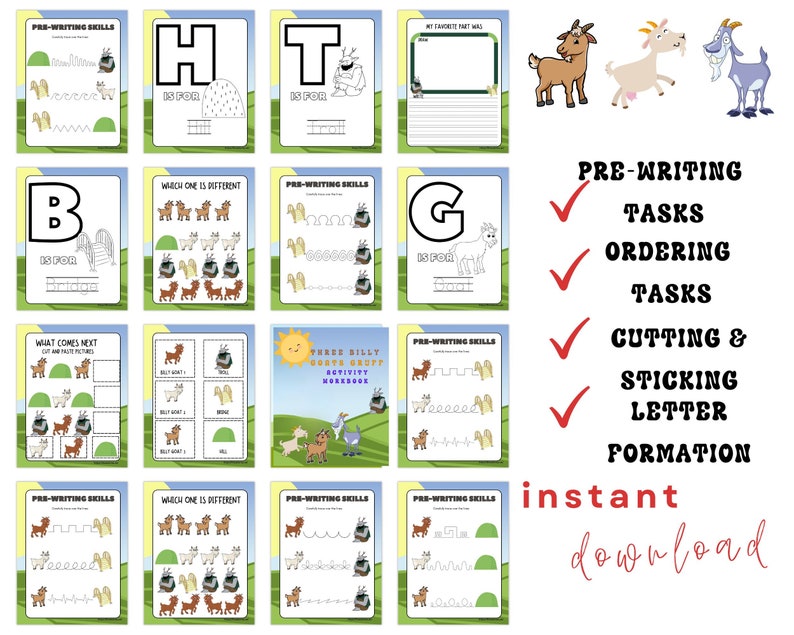 Three Billy Goats Gruff Activity Workbook Pre-school - Etsy