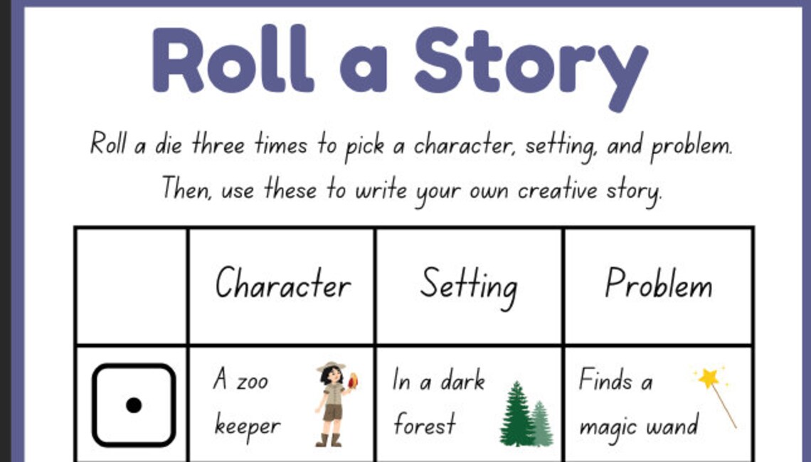 Creative Writing Worksheets: Roll a Story, Fantasy, Science Fiction ...