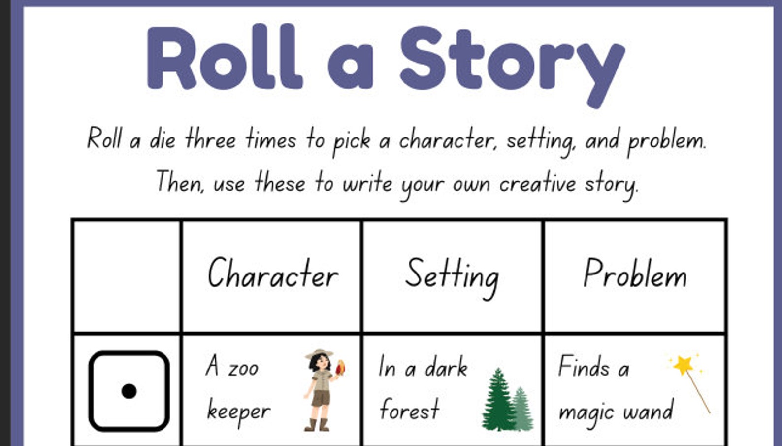 Creative Writing Worksheets: Roll a Story, Fantasy, Science Fiction ...