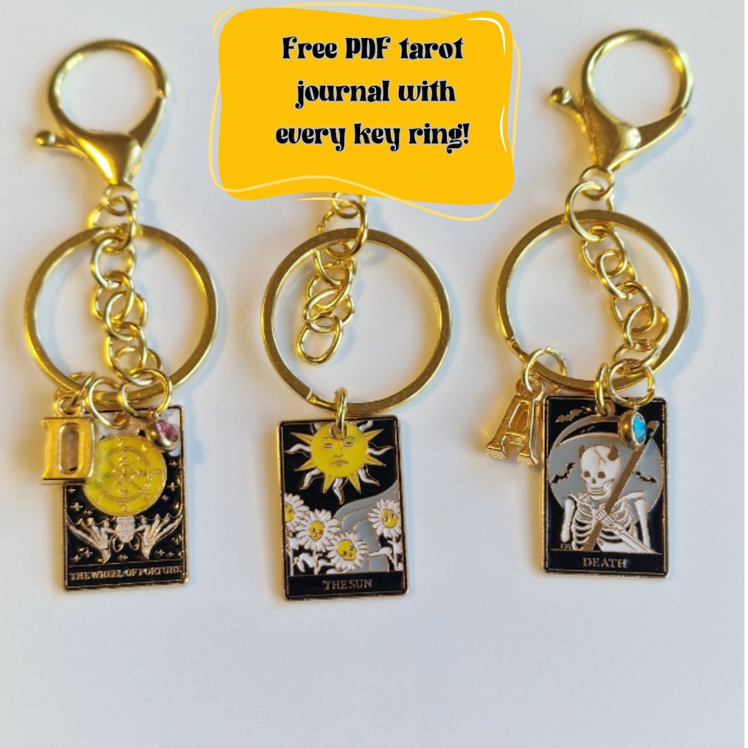Personalised Tarot Card Black and Gold Key Chain Tarot Card Key Ring ...