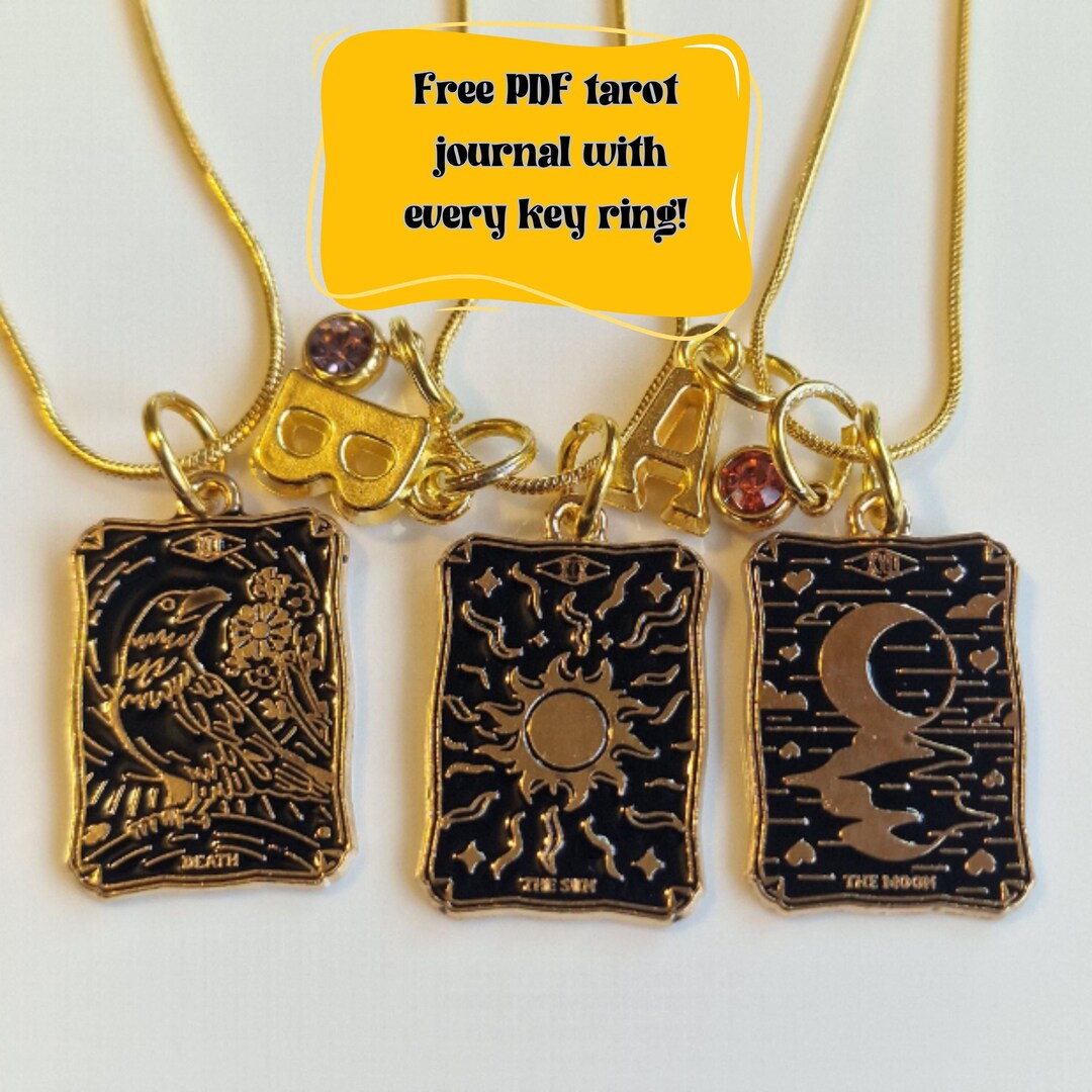 Personalised Tarot Card Pendants Black and Gold Tarot Card Necklace ...