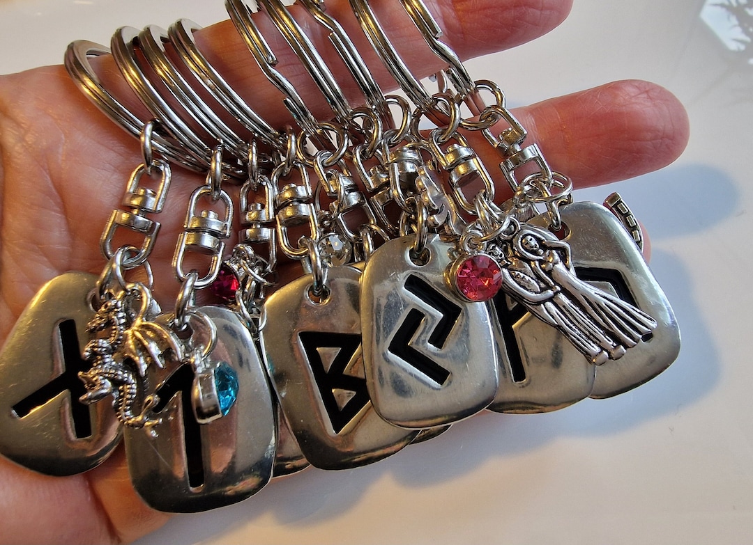 Personalised Rune Keyrings Shiny Unisex Viking Norse Mythology Gifts ...