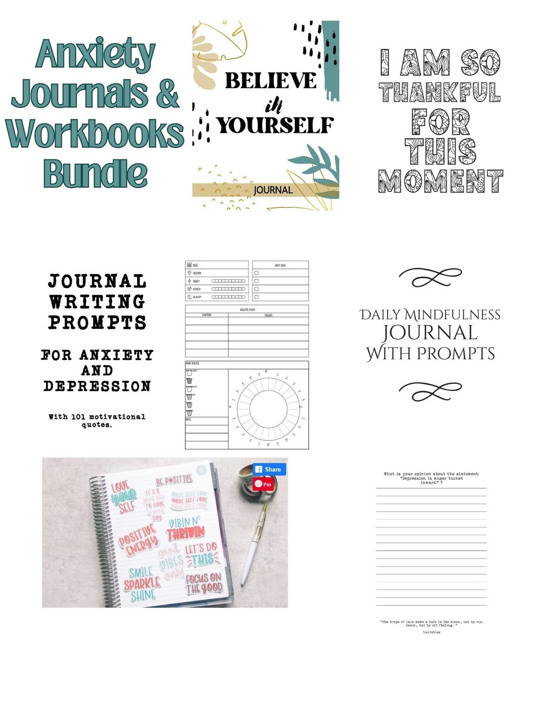 Anxiety Bundle 3 Journals Worksheets Therapy Tools Therapy Worksheets ...