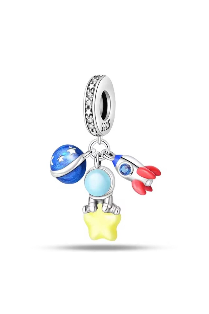 Fubena Planet, Astronaut and Rocket Dangling Moments Charm, Fit Pandora ...