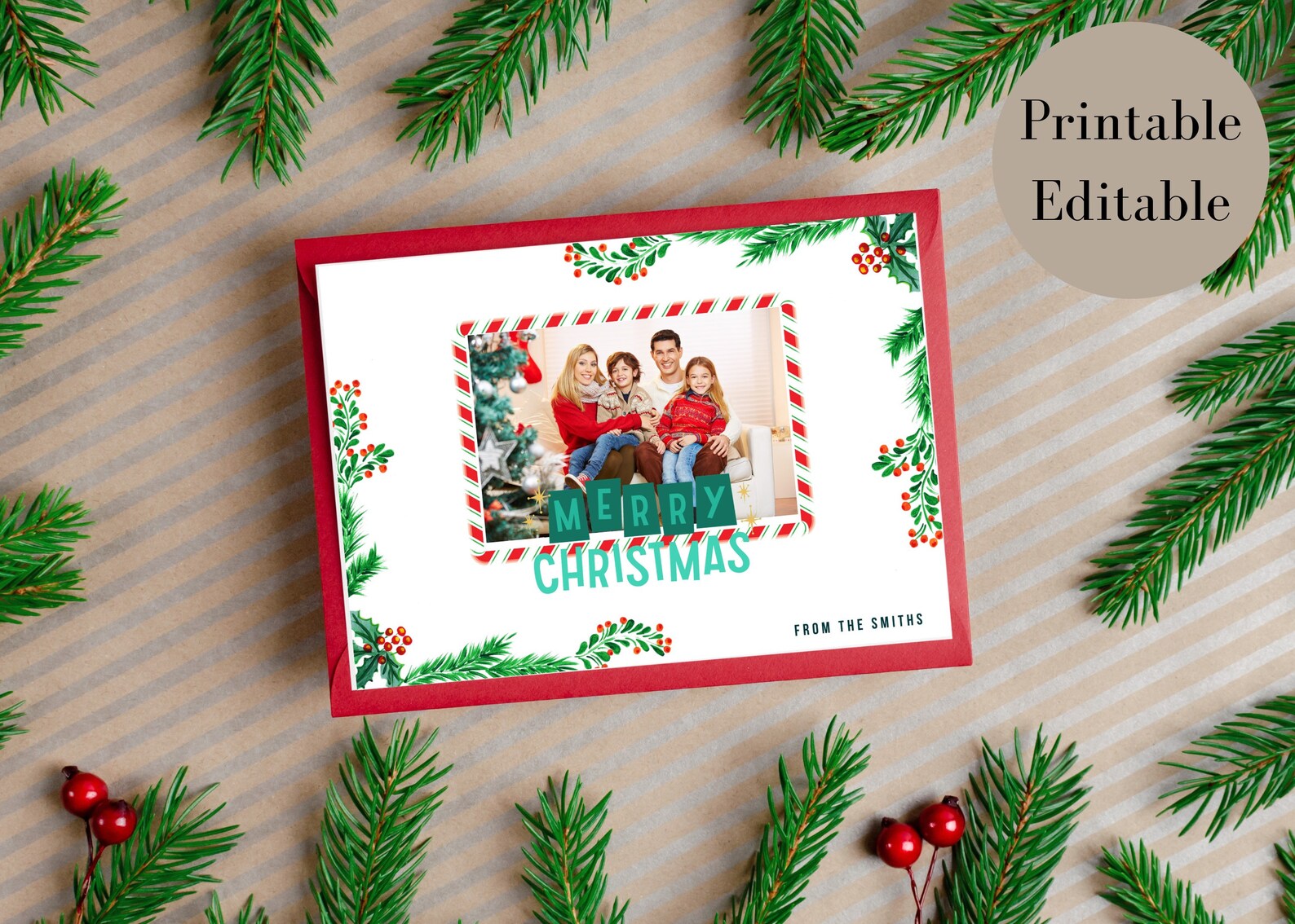 Printable Christmas Card Instant Download Card Editable Digital ...