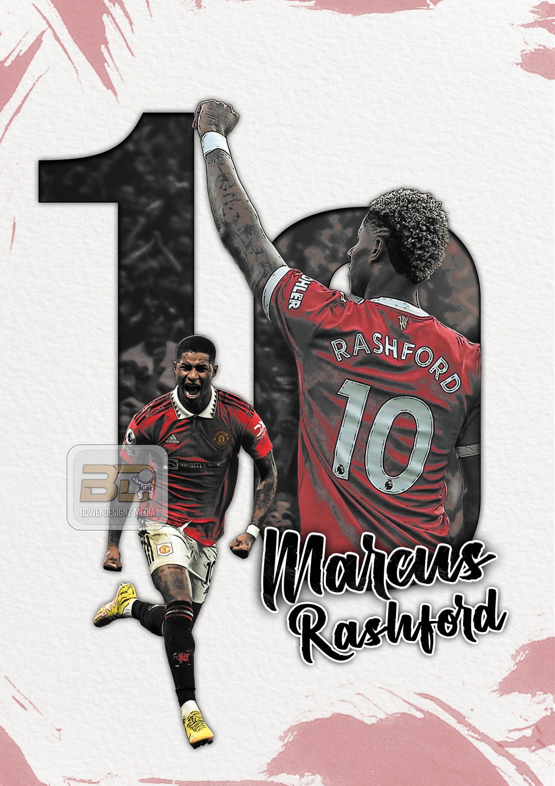 Marcus Rashford Manchester United Poster, Rashford Poster, Rashford ...