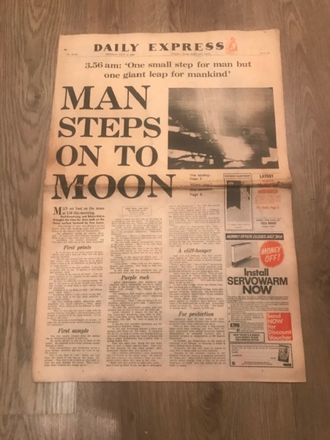 Space Memorabilia Original Daily Express Newspaper Dated 21st of July ...