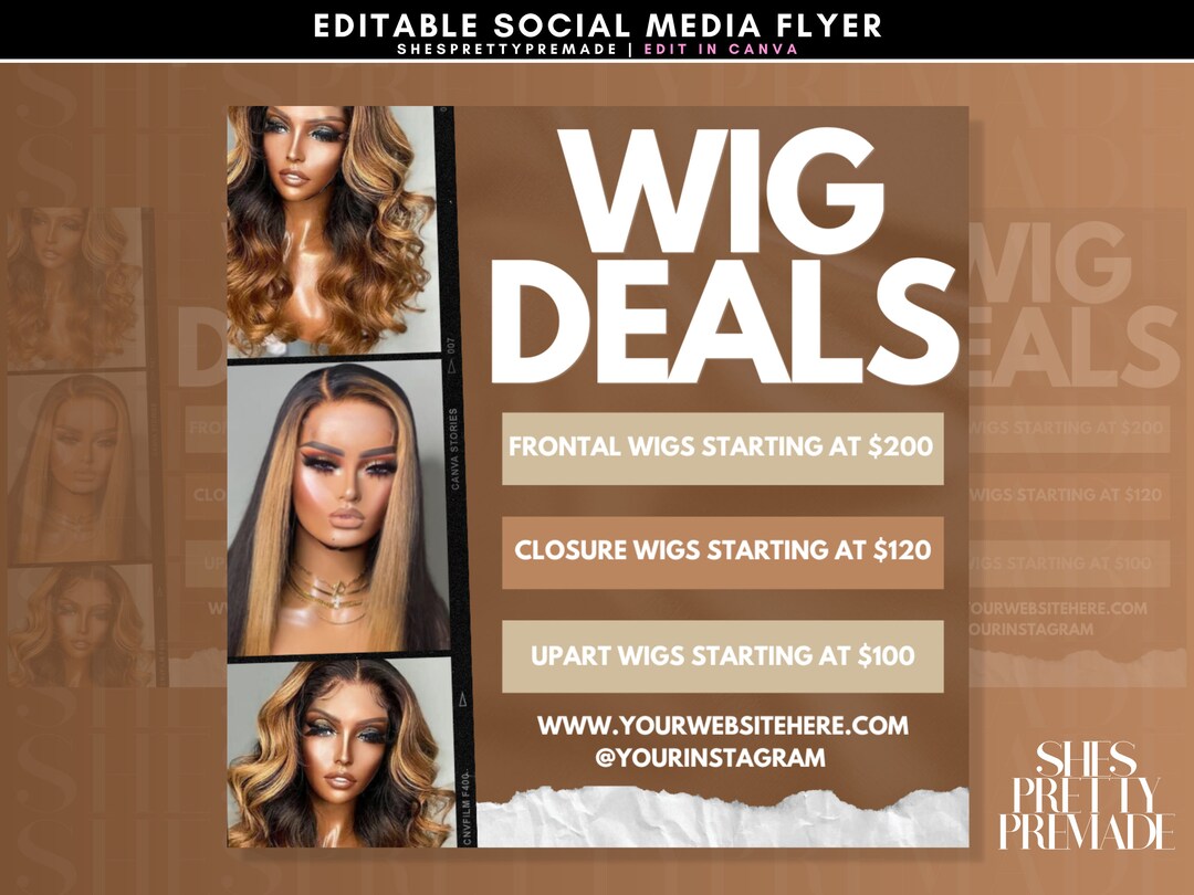 DIY Wig Deals Hair Business Flyer Wig Sale Flyer Instagram - Etsy