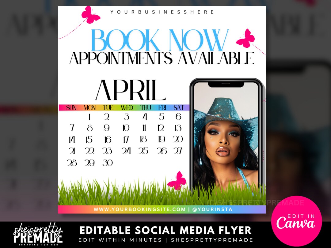 April Booking Flyer, Hair Booking Flyer, Appointments Available Flyer ...