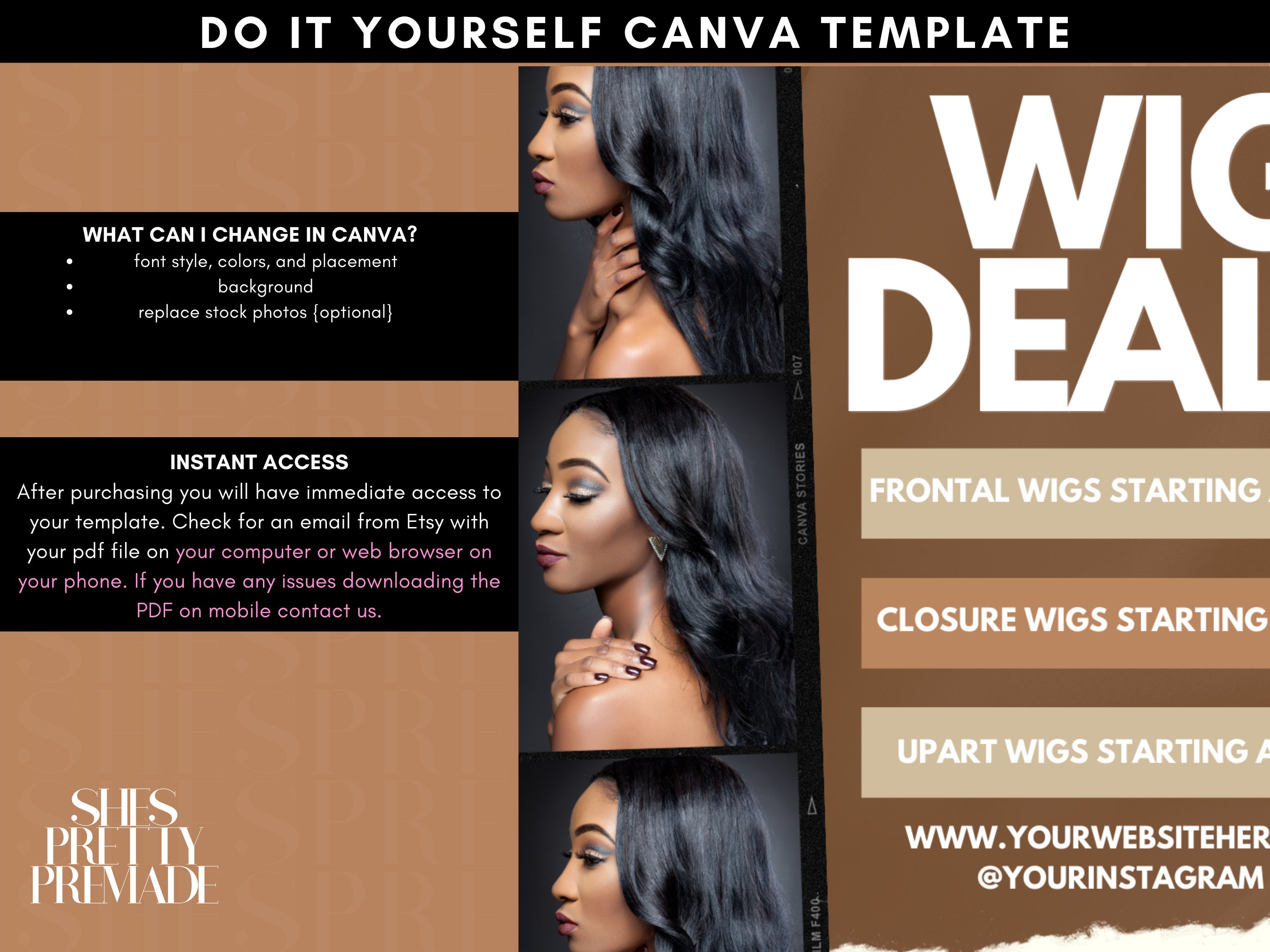 DIY Wig Deals Hair Business Flyer Wig Sale Flyer Instagram - Etsy