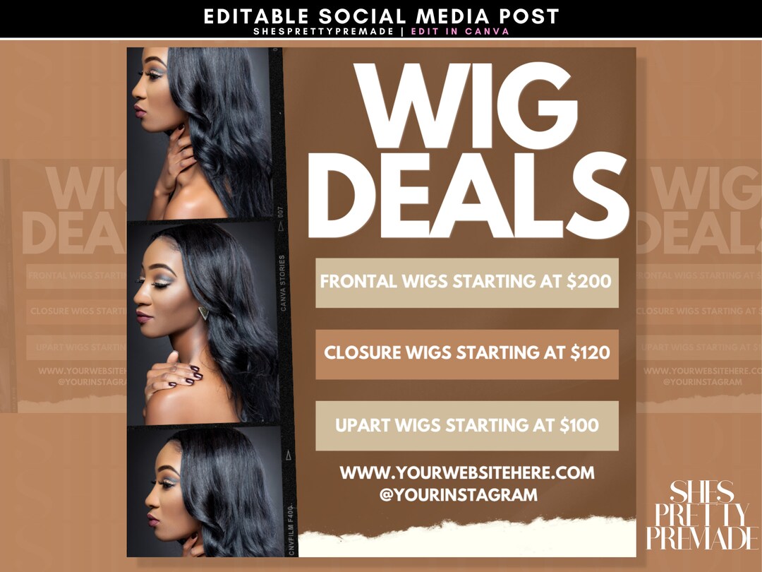 DIY Wig Deals Hair Business Flyer Wig Sale Flyer Instagram - Etsy