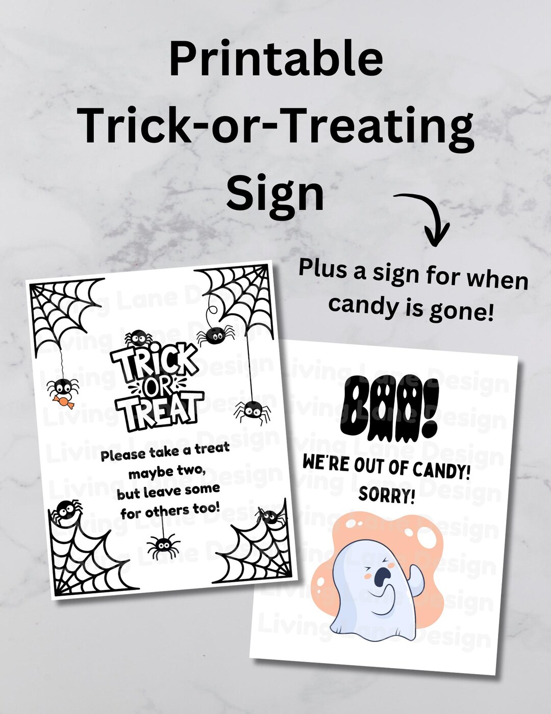 Printable Trick or Treat Halloween Door Signs, Halloween Candy Signs ...