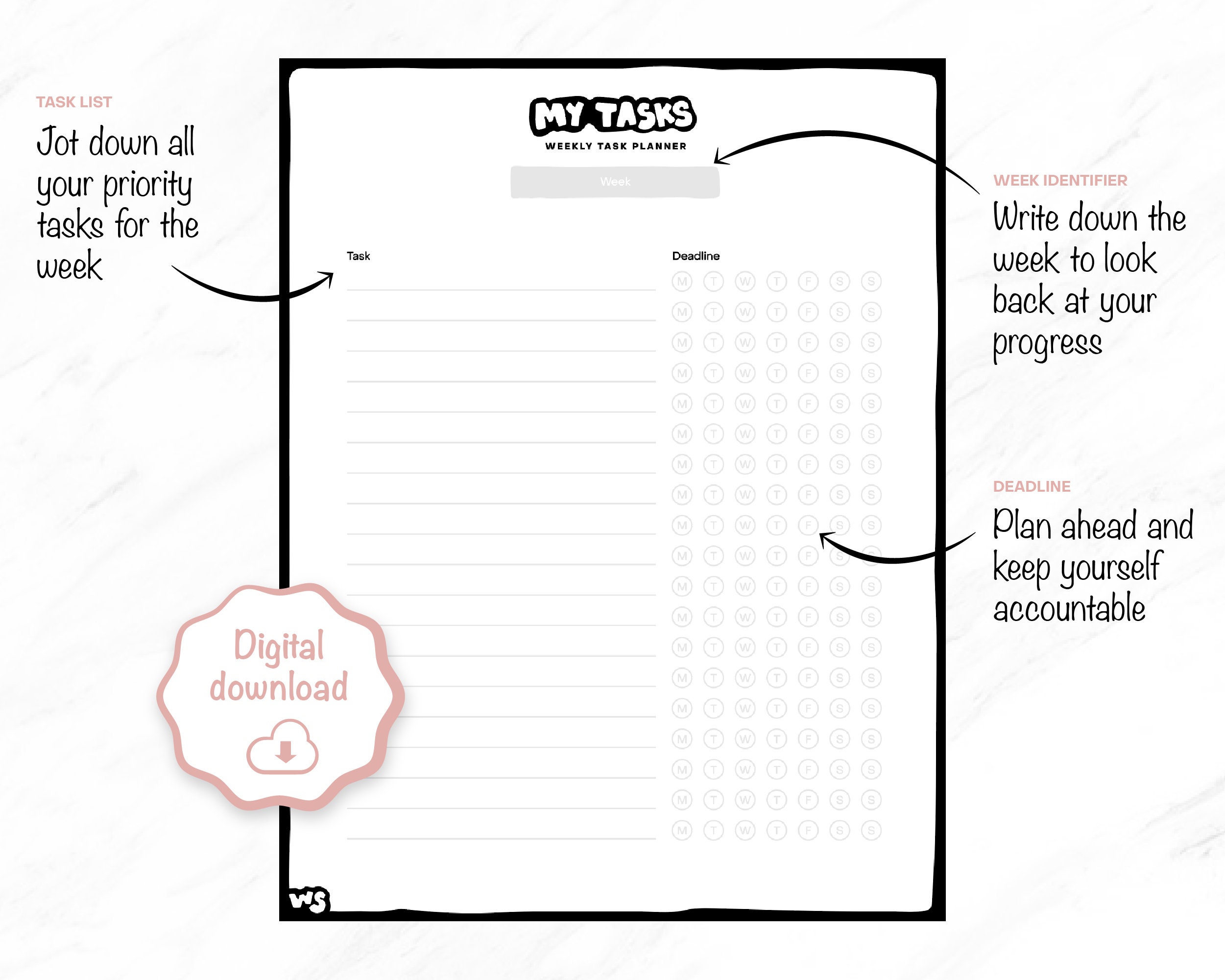 Weekly Task Tracker | Printable Task Planner | To-do List | To-do List ...