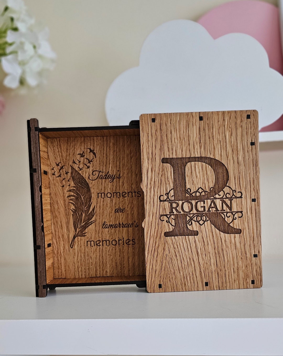 Personalised Wooden Slider Memory Book/ Wooden Slider Book for Your ...