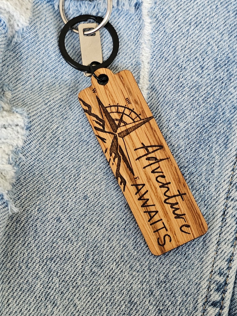 Wooden Keyring / Adventure Awaits / Explore / Say Yes to New Adventures ...