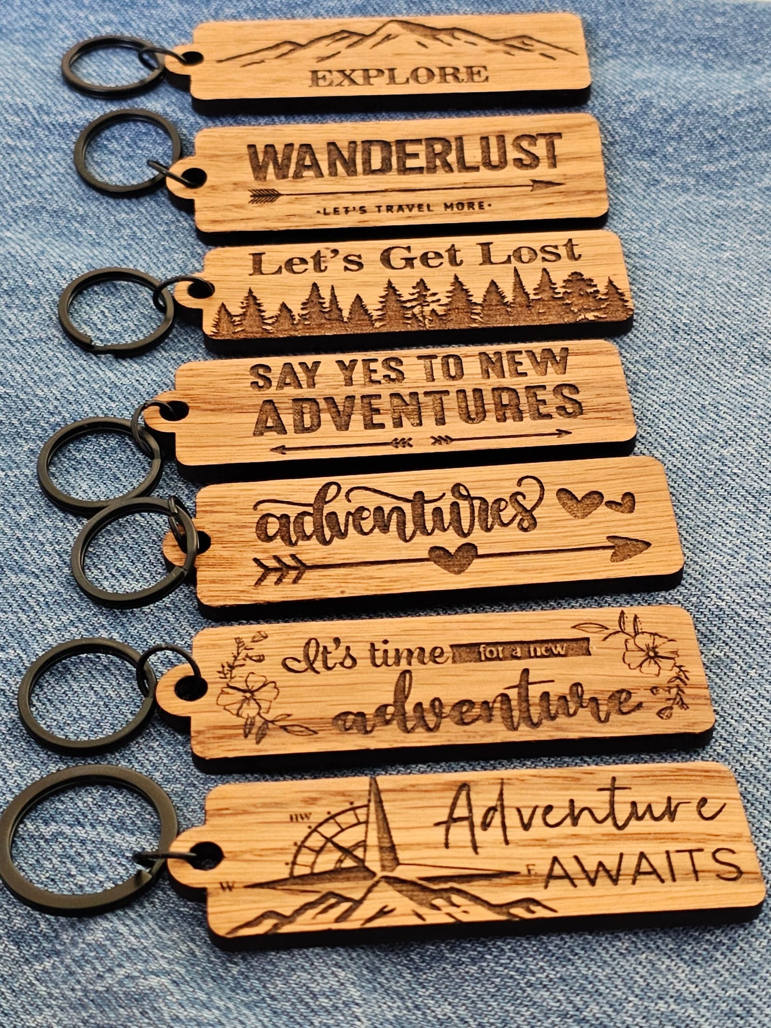 Wooden Keyring / Adventure Awaits / Explore / Say Yes to New Adventures ...