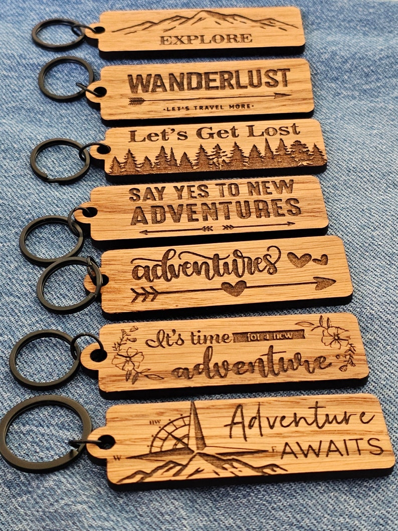 Wooden Keyring / Adventure Awaits / Explore / Say Yes to New Adventures ...