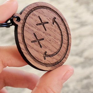 Smiley Face Keychain / Back to School / Cute Happy Face Keyring /wooden ...