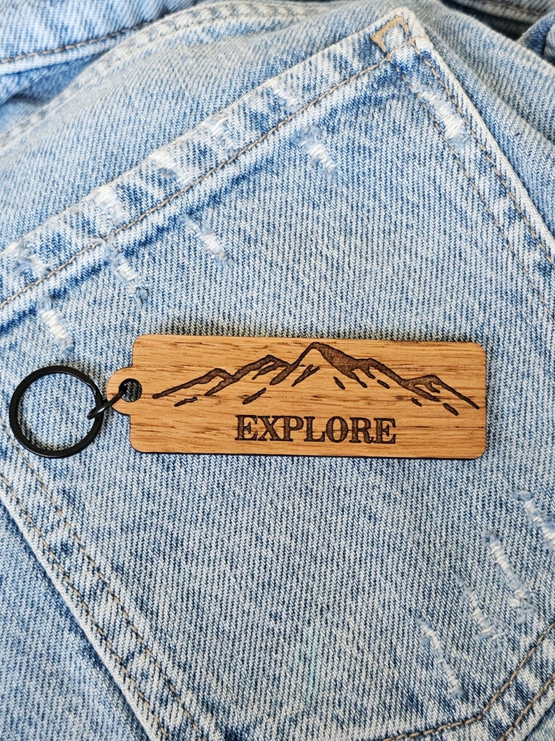 Wooden Keyring / Adventure Awaits / Explore / Say Yes to New Adventures ...