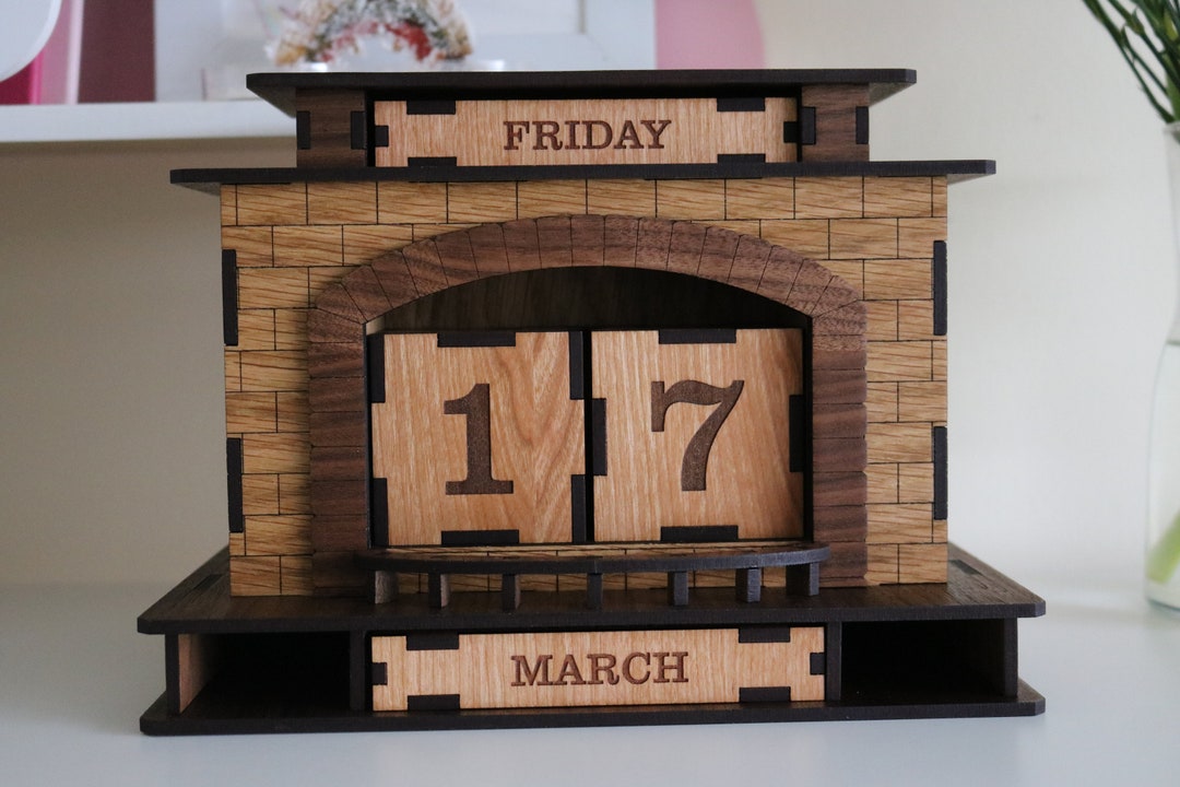 Wooden Perpetual Calendar / Home Office Centerpiece/rustic Home Decor ...