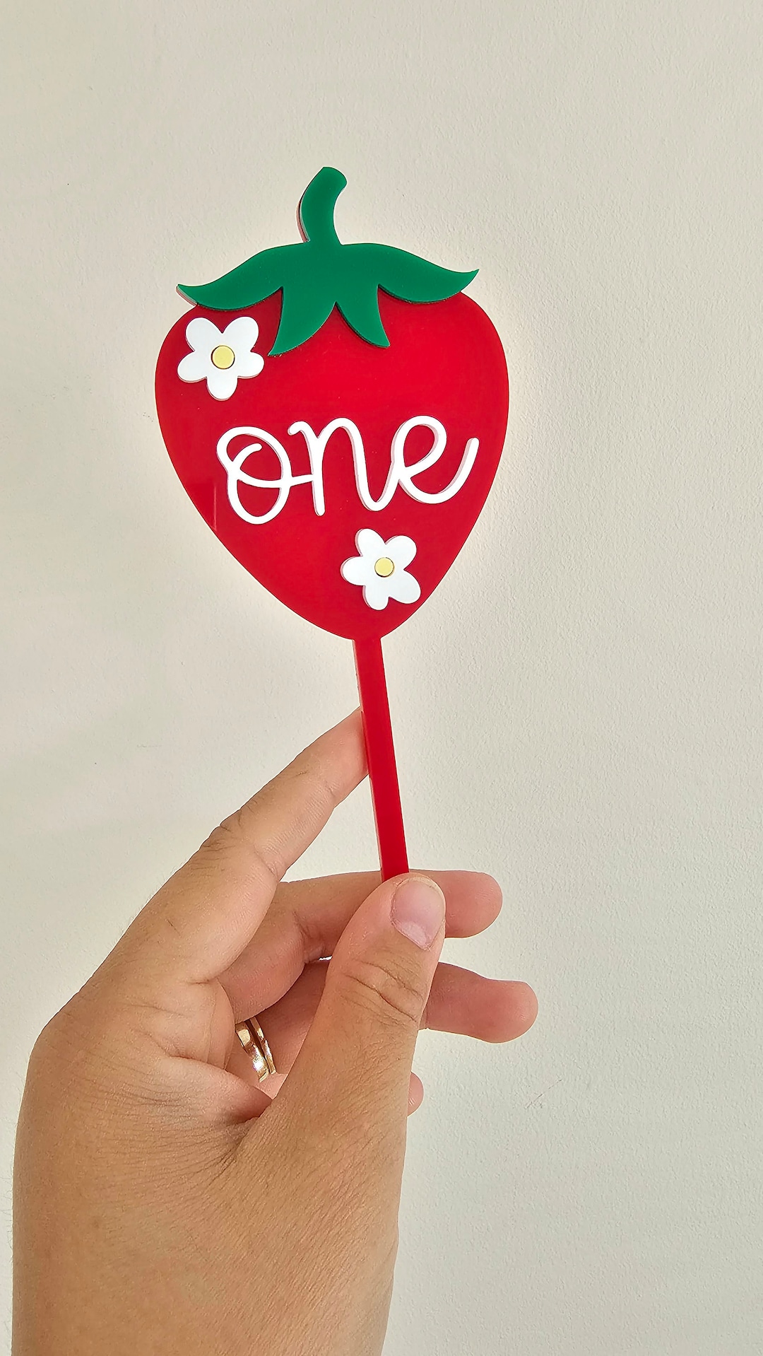 Acrylic Cake Topper | Strawberry Themed Birthday Party | Acrylic Age ...