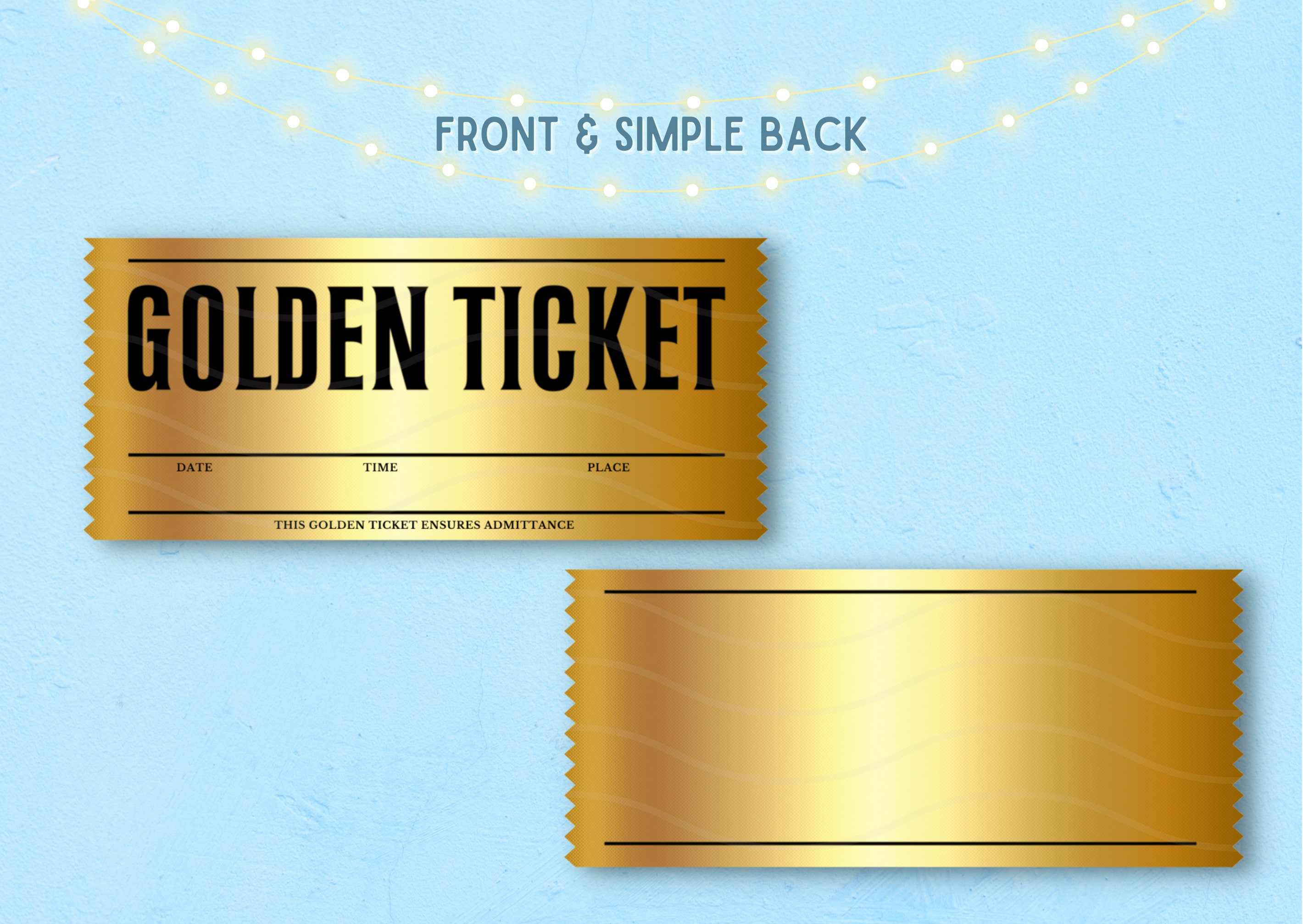 Golden Ticket Invitation Printable, Golden Ticket With a Message, Party ...