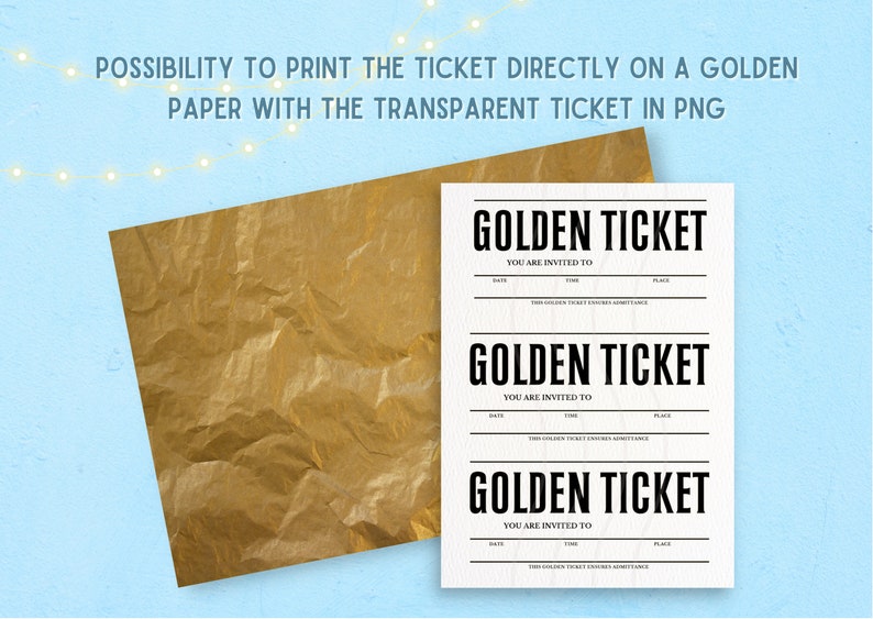 Golden Ticket Invitation Printable, Golden Ticket With a Message, Party ...