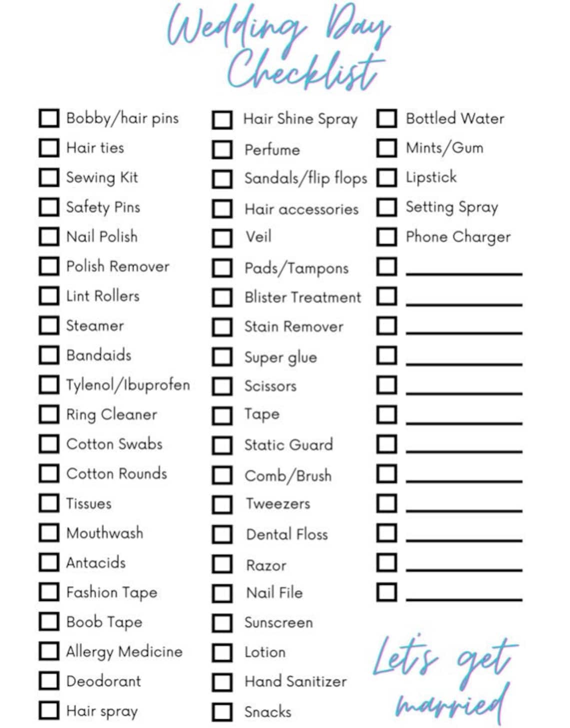Bridal Wedding Day Checklist Etsy bridal-wedding-day-checklist-etsy