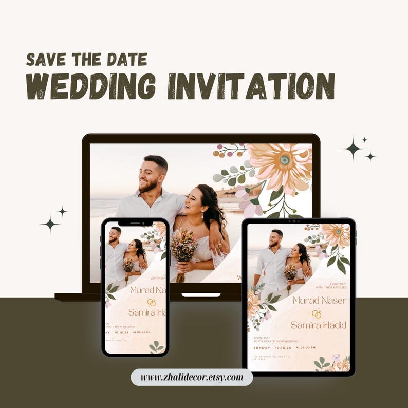 Wedding Invitation, Party Invitation, Bright Floral Invitation, Pink ...