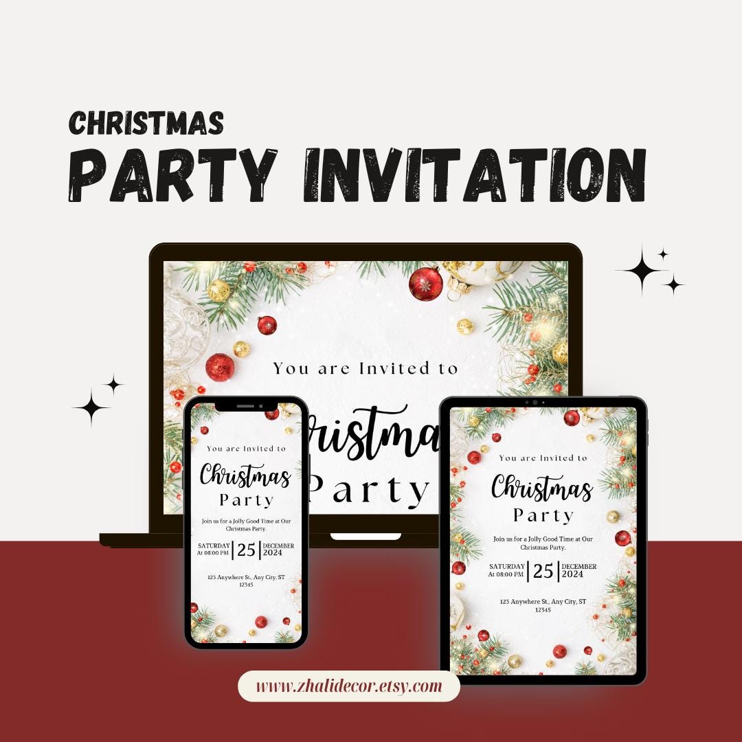 Editable Christmas Party Invitation Template (digital Download) - Etsy