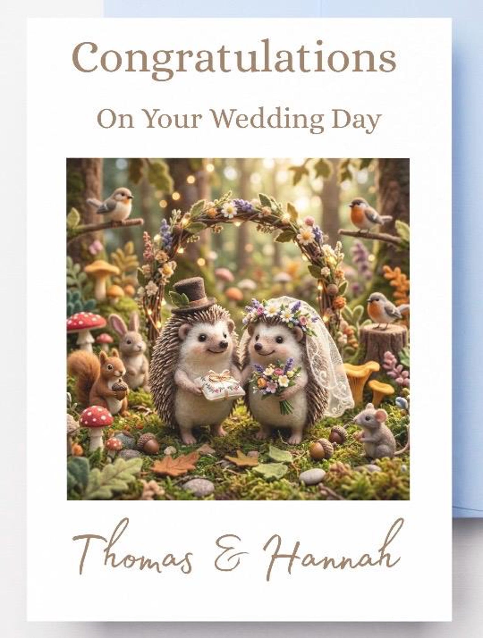 Personalised Wedding Card | Hedgehog Couple Congratulations Bride Groom ...