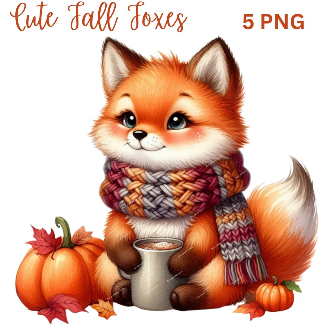 Cute Fall Fox Clipart PNG, Woodland Fox Collecting Apples, Autumn ...