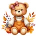 Cute Autumn Teddy Bears Clipart, High Quality Pngs, Nursery Art ...