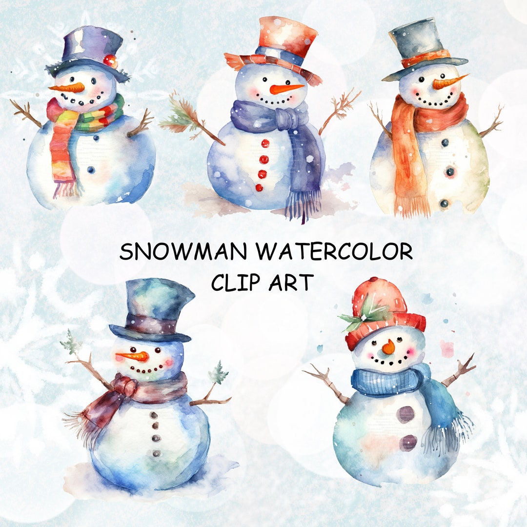 Snowman PNG Watercolor Christmas Clipart Winter Clipart - Etsy